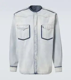 MAISON MARGIELA Embellished Denim Overshirt - Blue