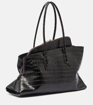 Attico La Passeggiata Medium Leather Tote - Black