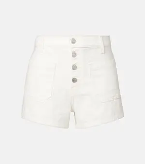 NILI LOTAN Harley High-Rise Denim Shorts White