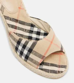 Burberry Check Espadrille Wedges - Beige