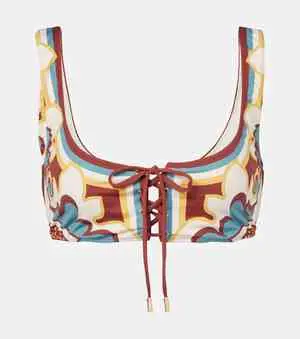 La DoubleJ Sunset Floral Bikini Top - Multicoloured