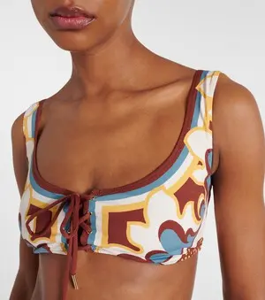 La DoubleJ Sunset Floral Bikini Top - Multicoloured