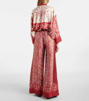 La DoubleJ Printed Silk Twill Palazzo Pants