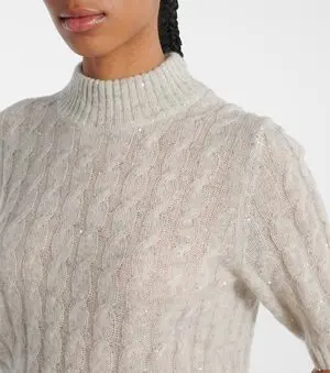 Brunello Cucinelli Sequined Cable-knit Sweater