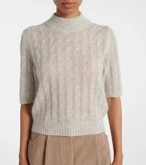 Brunello Cucinelli Sequined Cable-knit Sweater