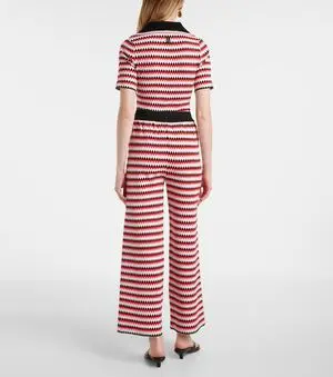 La DoubleJ Checkers Knitted Wide-leg Pants - Multicoloured