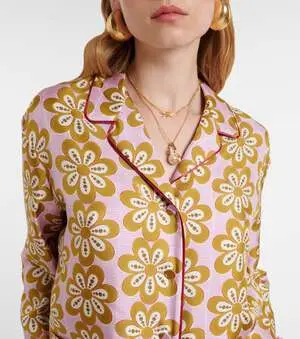 La DoubleJ Floral Silk Twill Pajama Shirt