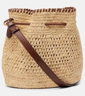 Stella McCartney Falabella Small Raffia Bucket Bag