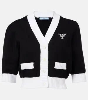 Prada Cropped Cotton Cardigan - Black