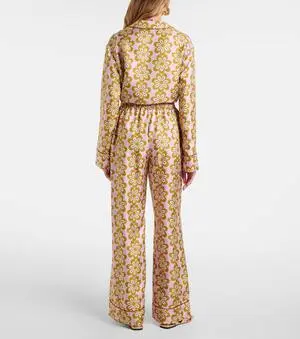 La DoubleJ Floral Silk Twill Pajama Pants - Multicoloured