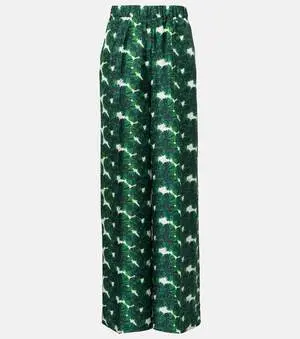 Max Mara Morena Printed Silk Twill Wide-leg Pants