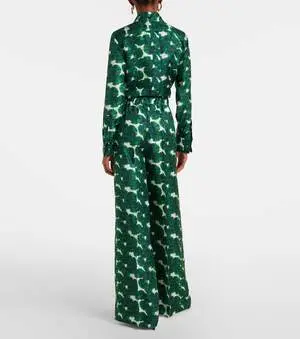 Max Mara Morena Printed Silk Twill Wide-leg Pants