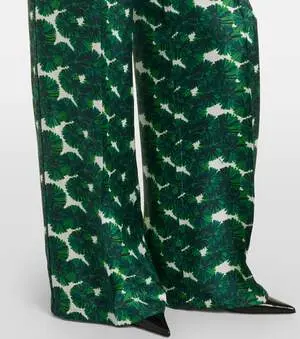 Max Mara Morena Printed Silk Twill Wide-leg Pants