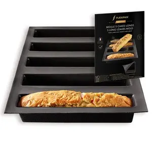 SILPAT Flexipan 5 Long Loaves Premium Silicone Baking Pan - Black