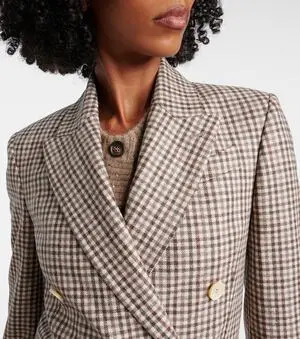Brunello Cucinelli Checked Virgin Wool Blazer - Beige
