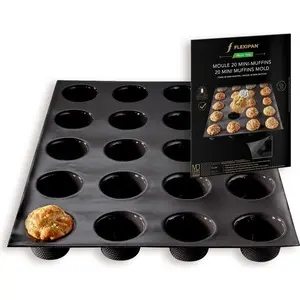 SILPAT Flexipan 20 Mini Muffins Premium Silicone Baking Pan - Black