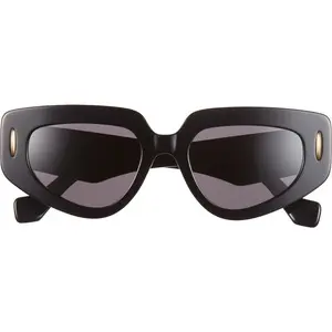 Loewe Anagram Geometric Sunglasses - Shiny Black / Smoke