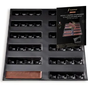 SILPAT Flexipan 12 Chocolate Granola Bars Premium Silicone Baking Pan - Black