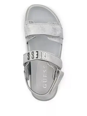 Guess Fadison Metallic-effect Sandals - Silver