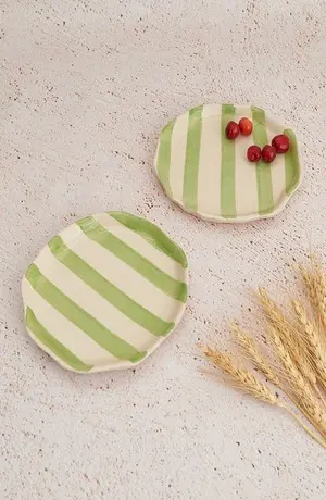 CASA AMAROSA Stripe Plate - Green