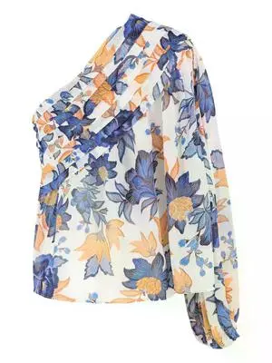Farm Rio One-shoulder Floral Print Top - Neutrals