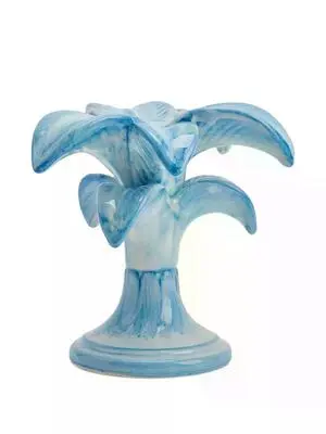 LES-OTTOMANS Palm Trees Ceramic Candleholder - Blue