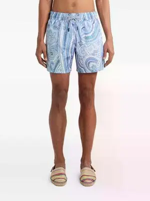 Etro Floral-print Swim Shorts - Blue