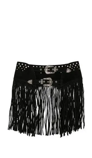 UNDERSTATED LEATHER Fringe Studded Belt - Black