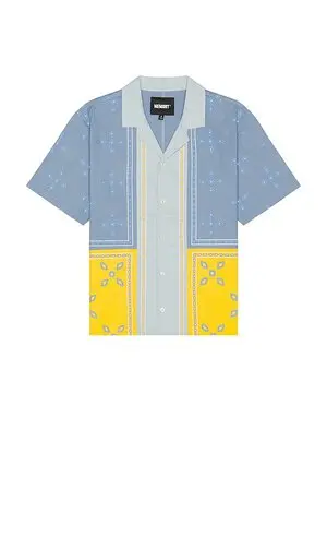 MEMORY LANE Patch Work Short Sleeve Shirt In Blue