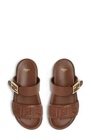Fendi Feel Ff Double Band Sandal - Brown