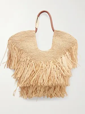 Zimmermann Goldentime Small Fringed Raffia Tote - Neutrals