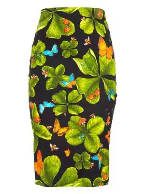 Samantha Sung Printed Pencil Midi Skirt - Black
