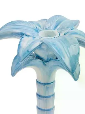 LES-OTTOMANS Palm Trees Ceramic Candleholder - Blue