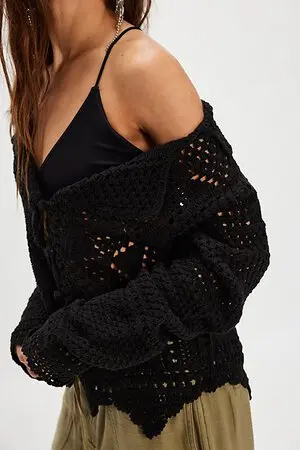 Free People We The Free Friend Of A Friend Crochet Sweater - Black