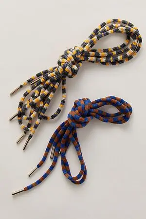 Free People Striped Knit Laces - Blue/yellow