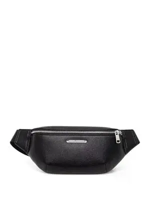 Armani Exchange Textured Leather Belt Bag - Black