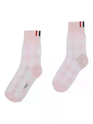 Thom Browne Check Jacquard Socks - Pink