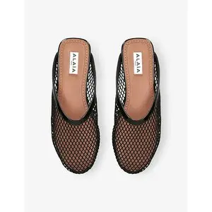 Alaïa Leather Fishnet Mules