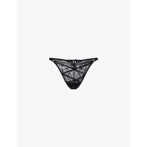 Lounge Yasmine Floral Lace Thong - Black