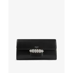 JIMMY CHOO Bing Leather Wallet-on-chain - Black/silver