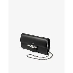 JIMMY CHOO Bing Leather Wallet-on-chain - Black/silver