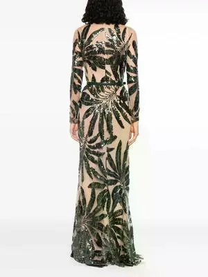 Elie Saab Embroidered Tulle Maxi Dress