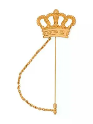 Moschino Crown-plaque Brooch - Gold