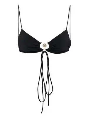 Christopher Esber Ruched Orbit Triangle Bikini Top - Black