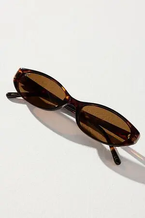 REALITY EYEWEAR Velvet Kitten Slim Oval Sunglasses Tortoise