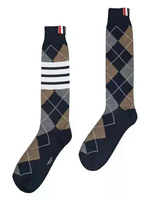 Thom Browne Argyle Intarsia-knit Socks - Blue