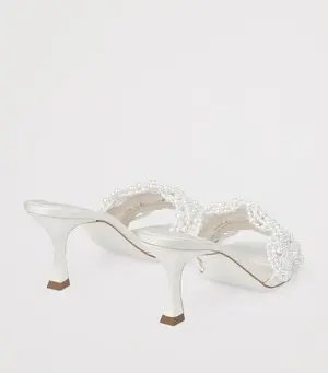 JIMMY CHOO Cary 70 Satin Mules - Neutral