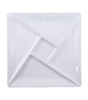 SWISSMAR Set Of 4 Ceramic Square Fondue Plates - White