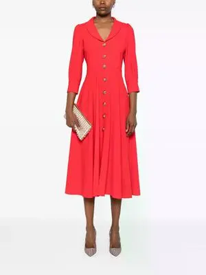 NISSA Button-down Midi Dress - Red