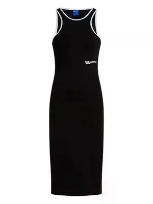 Karl Lagerfeld Sleeveless Midi Dress With Contrast Trim - Black